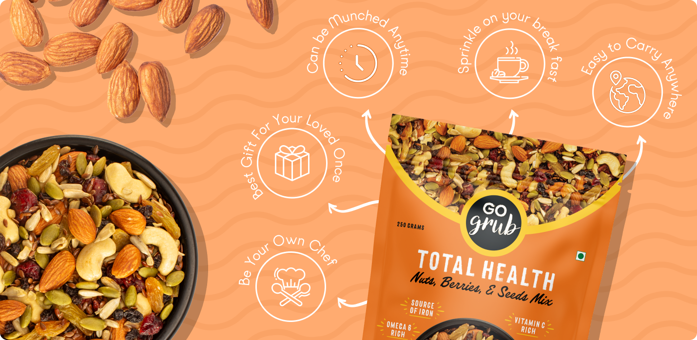 Total Health (Nuts, Berries & Seeds Mix) | 9 in 1 Trail Mix | 250g